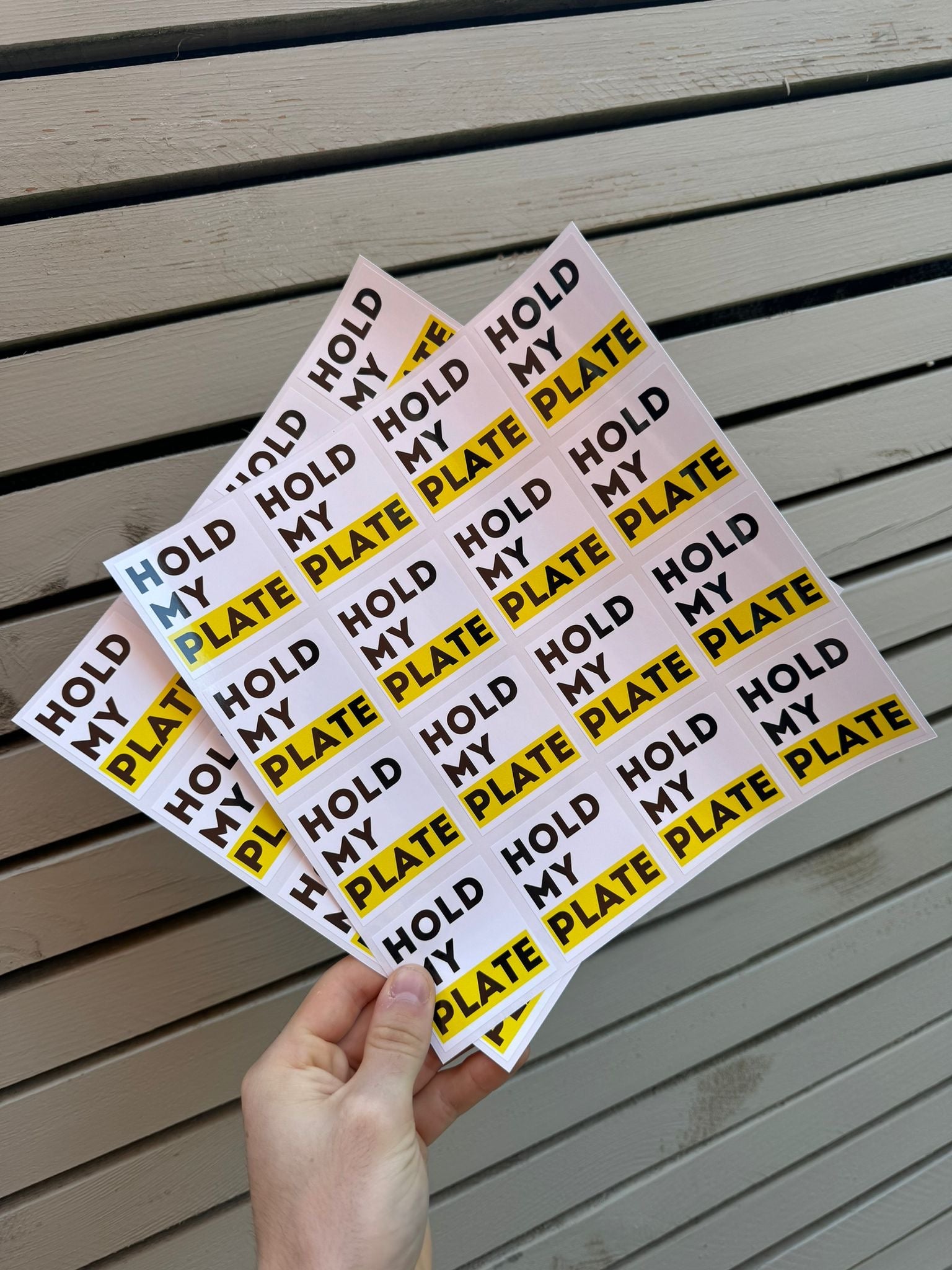 Square sticker – Hold My Plate